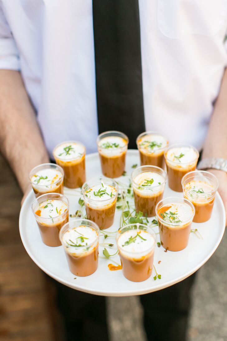 Soup Shooters Served at Cocktail Hour