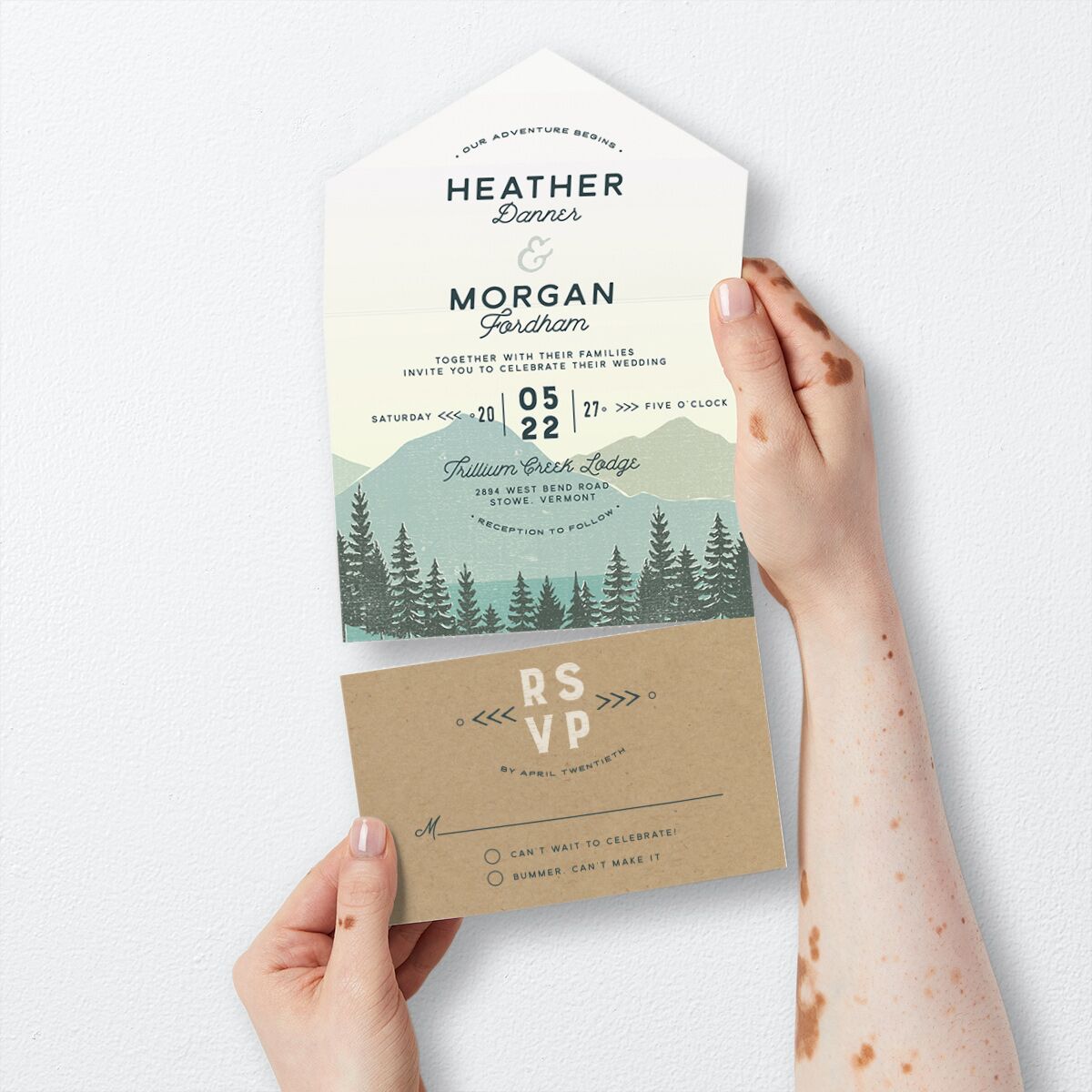 The Knot - Vintage Mountain All-in-One Wedding Invitations