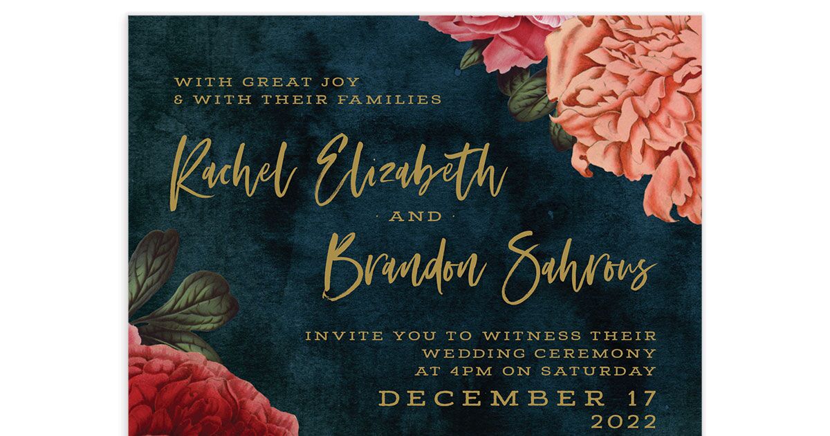Midnight Peony Wedding Invitations