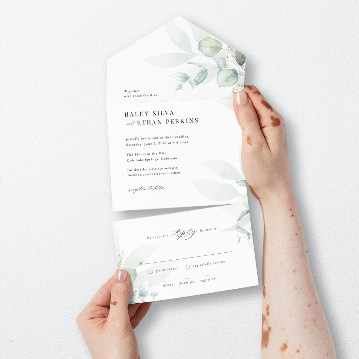 The Knot - Romantic Greenery All-in-One Wedding Invitations