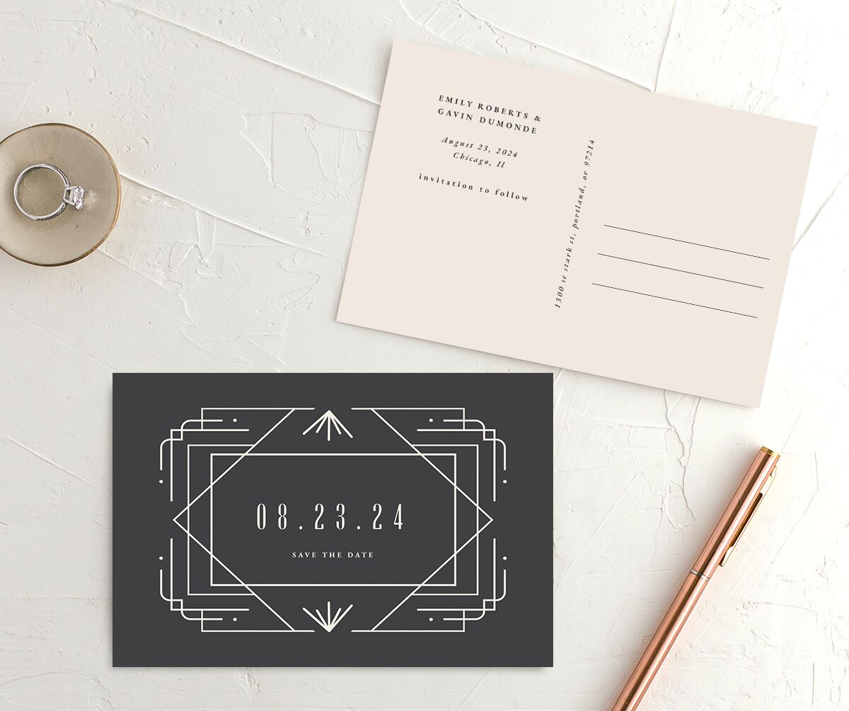 Vintage Deco Save The Date Postcards