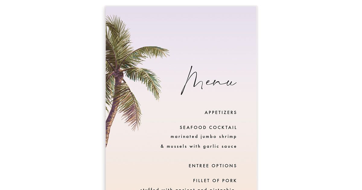 Breezy Palm Trees Menus