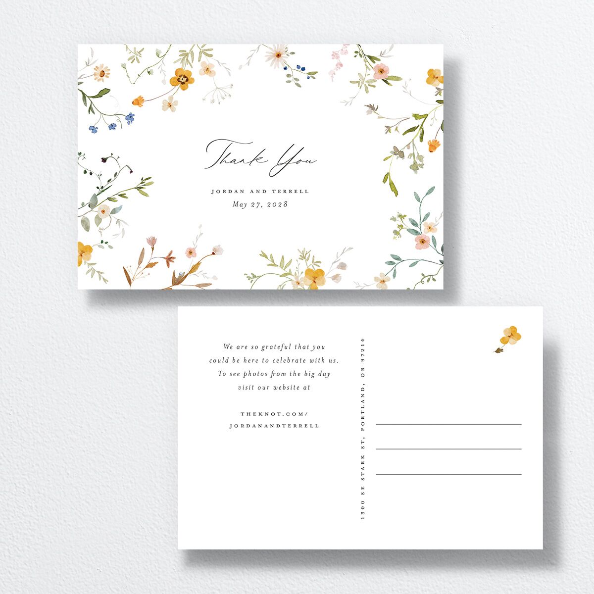 Dainty Wildflowers Thank You Postcards