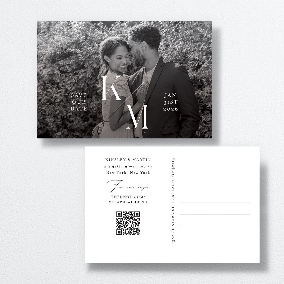 The Knot - Monogram Slant Save the Date Postcards
