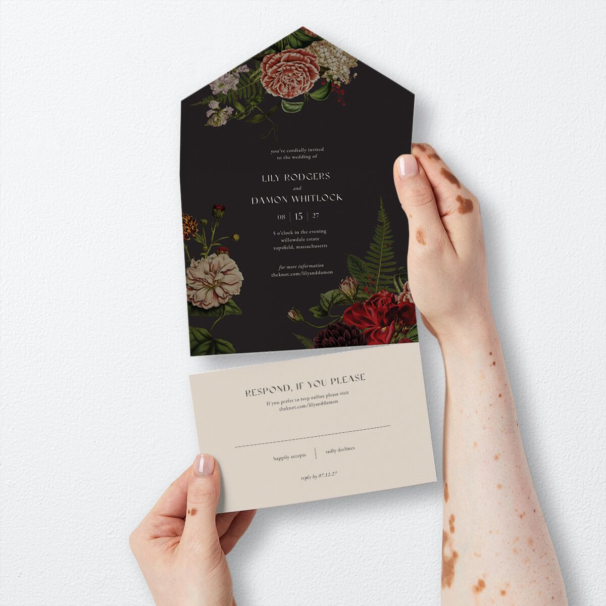 The Knot - Gothic Floral All-in-One Wedding Invitations
