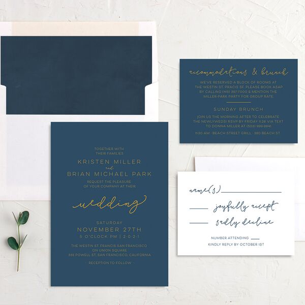 Gold Calligraphy Standard Envelope Liners | The Knot