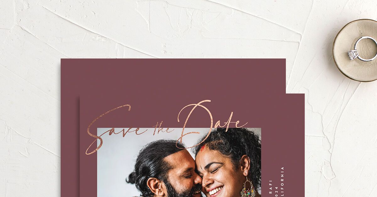 Organic Swash Save The Date Cards | The Knot