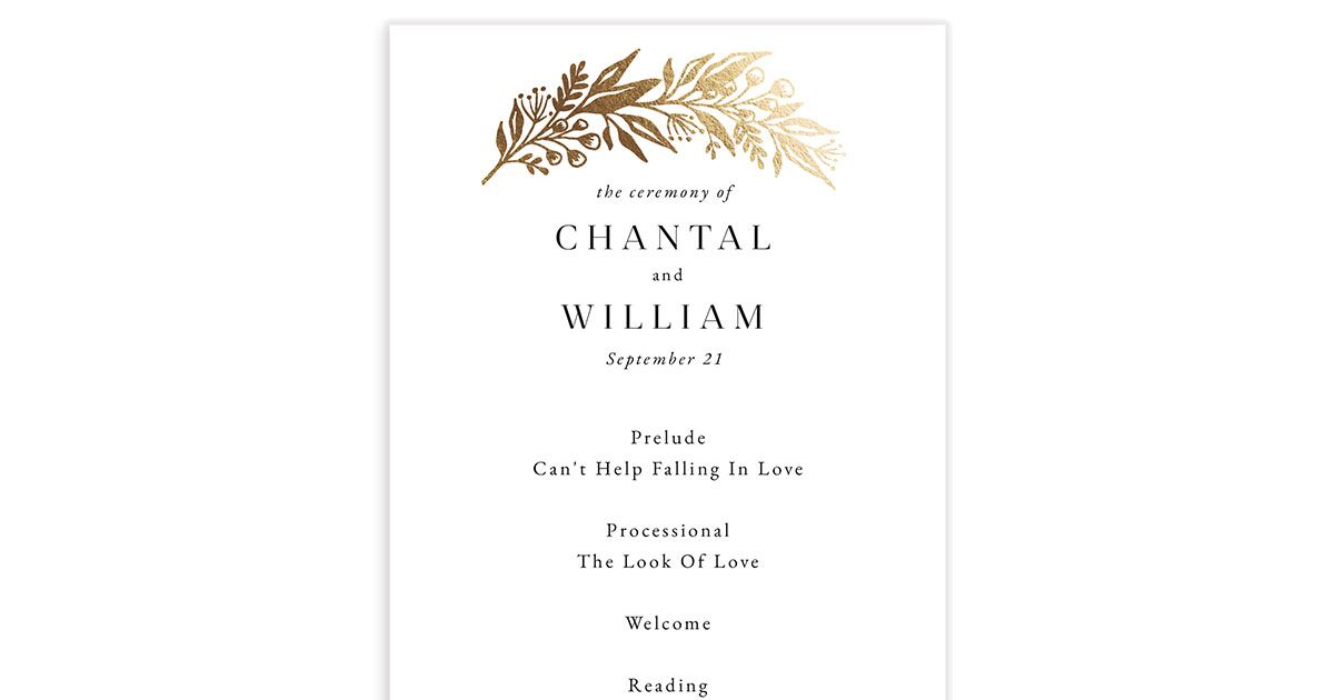 Gilded Garland Wedding Programs | The Knot