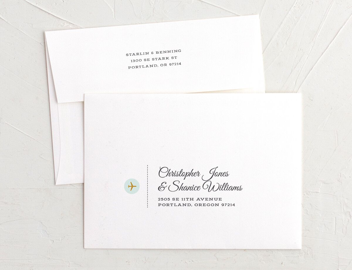 Retro Boarding Pass Standard Envelopes | The Knot