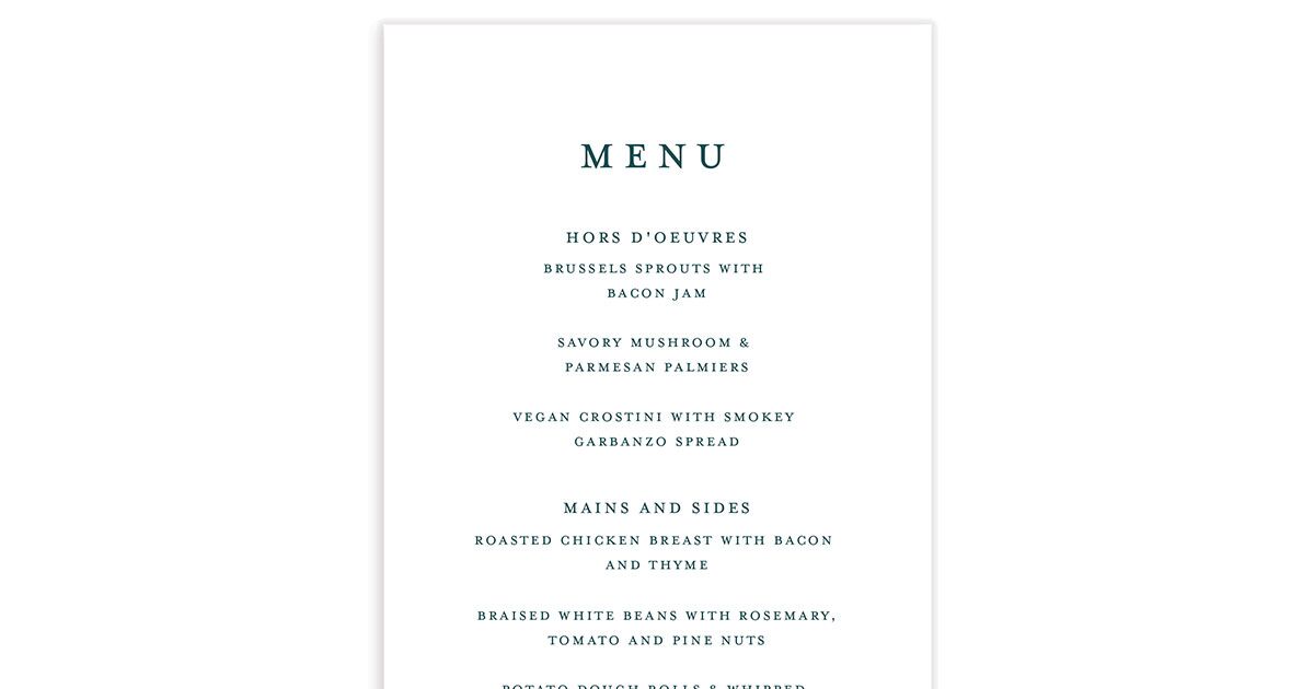 Light Frame Menus | Wedding Wire