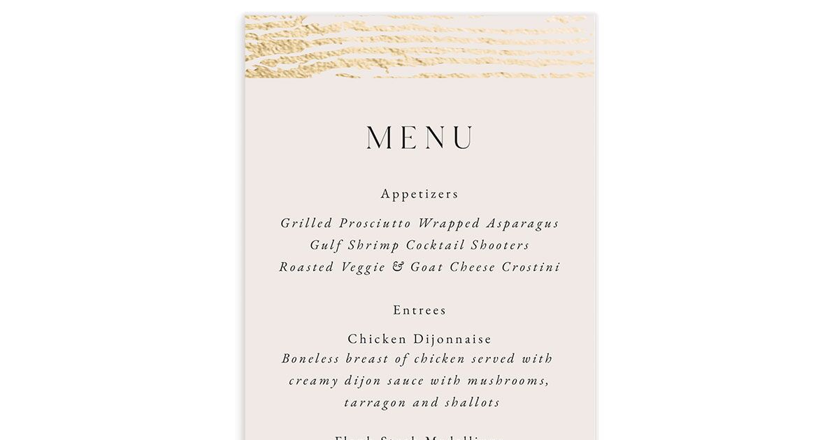 Gilded Rustic Menus | The Knot