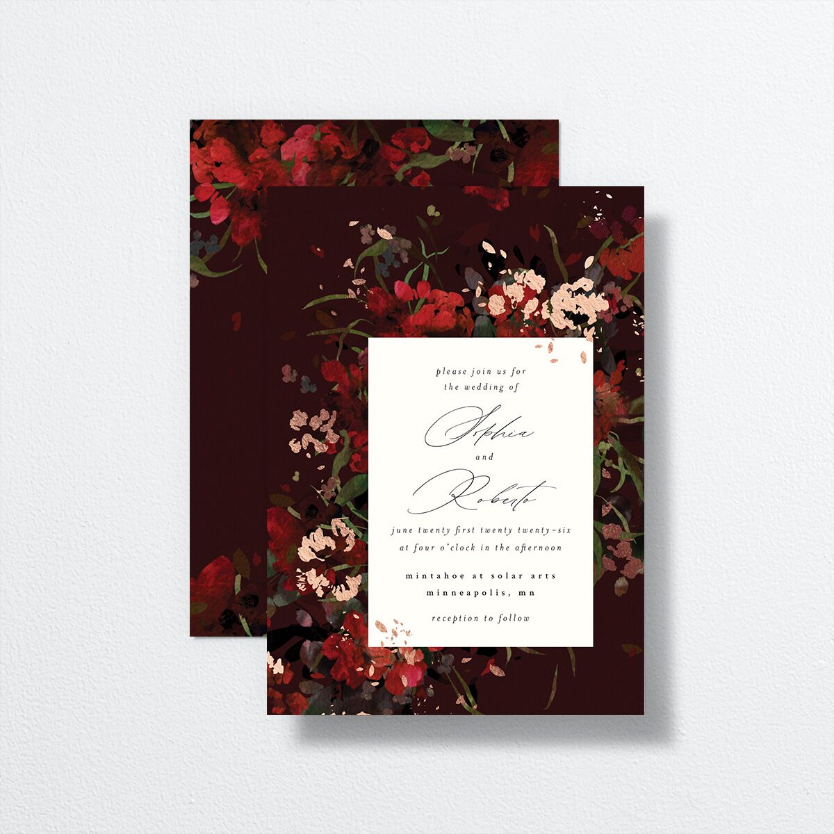 Midnight Floral Wedding Invitations | The Knot