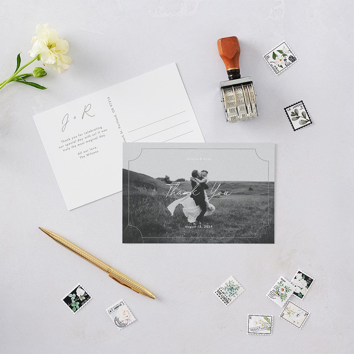 The Knot - Ticket Frame Border Thank You Postcards