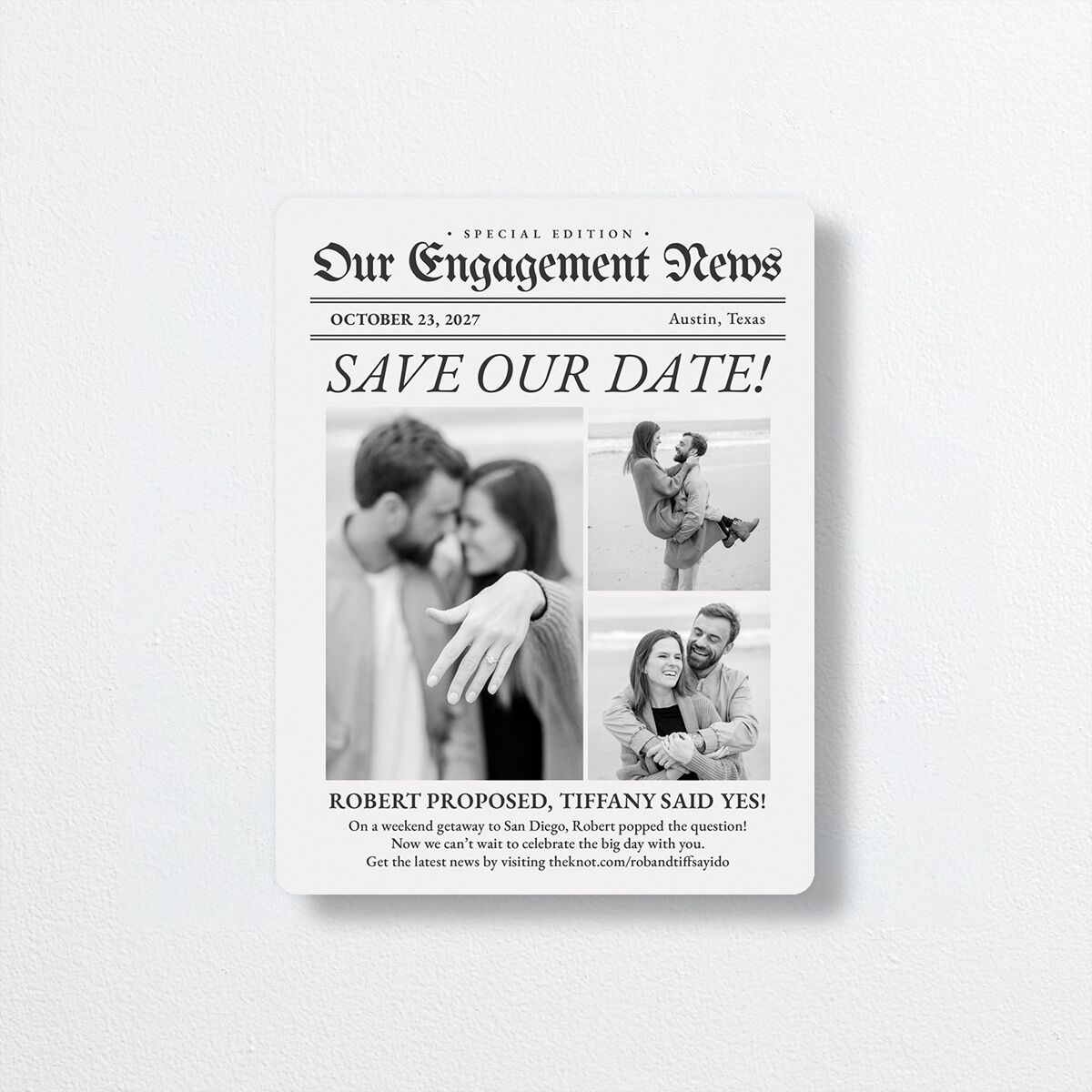 The Knot - Newspaper Save The Date Magnets