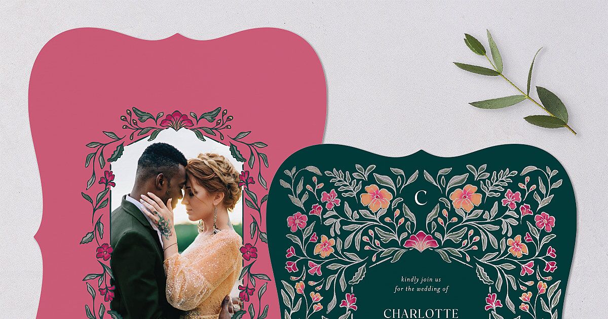 The Knot - Botanical Textile Foil Wedding Invitations