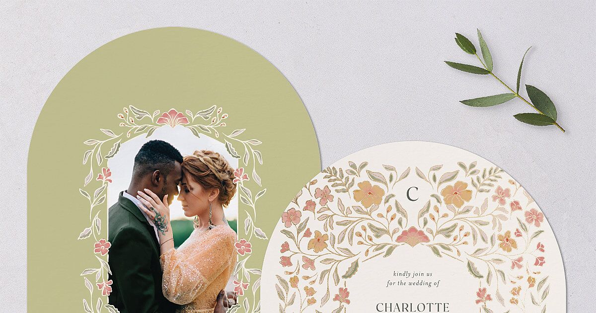 The Knot - Botanical Textile Foil Wedding Invitations