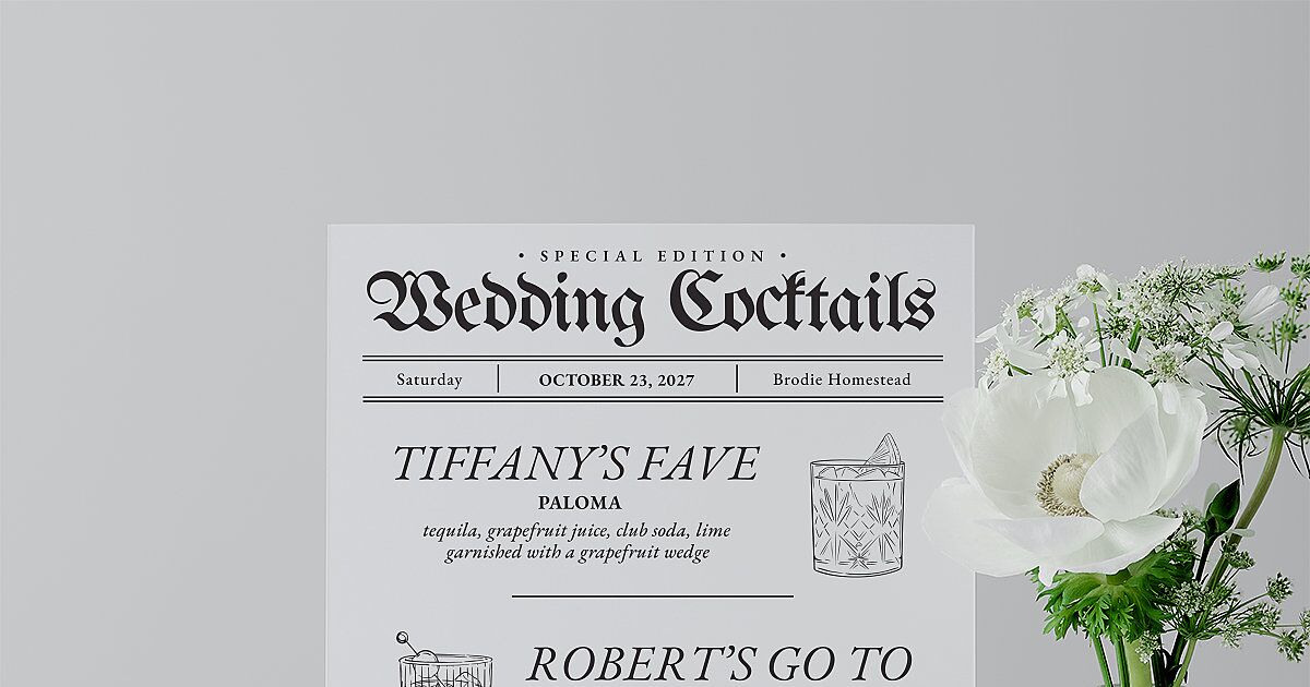 Newspaper Bended Tabletop Sign X-small | The Knot